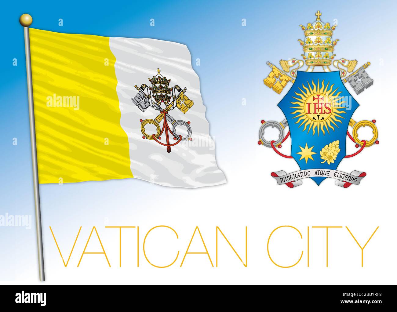 Vatican Holy See official national flag and coat of arms, Rome, vector ...