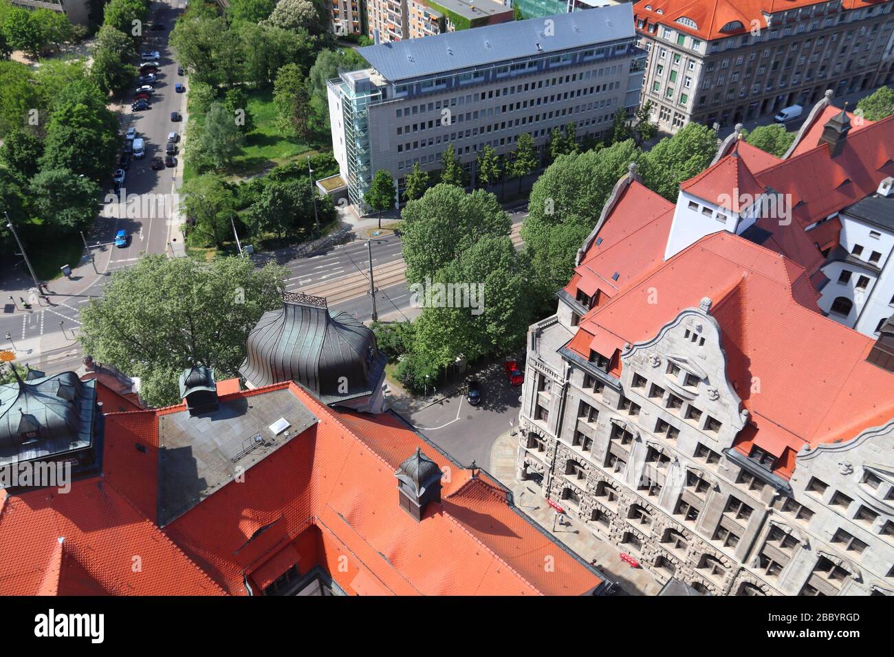Leipzig city, Germany aerial view. Cityscape with Zentrum district ...