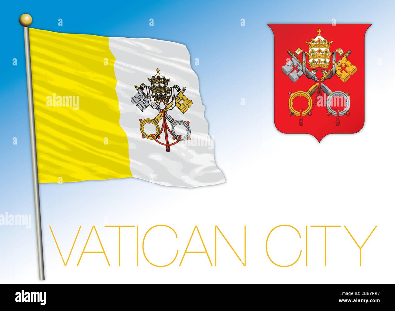 Vatican Holy See official national flag and coat of arms, Rome, vector ...