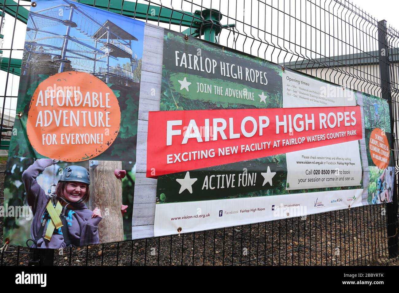 Fairlop High Ropes sign. Fairlop Waters County Park, Barkingside ...
