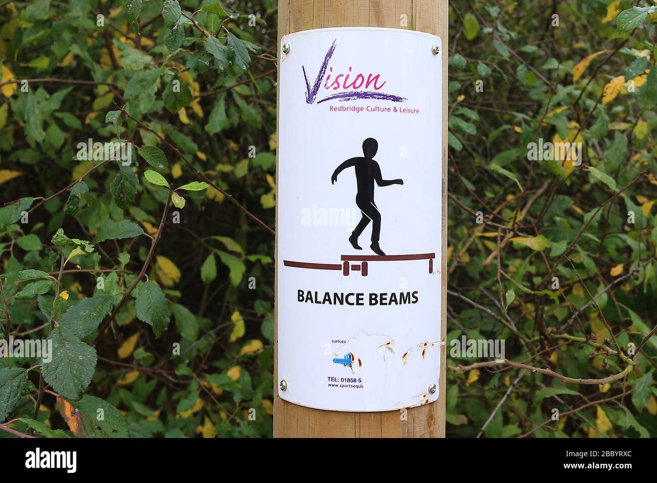 Balance Beams sign. Fairlop Waters County Park, Barkingside, London ...