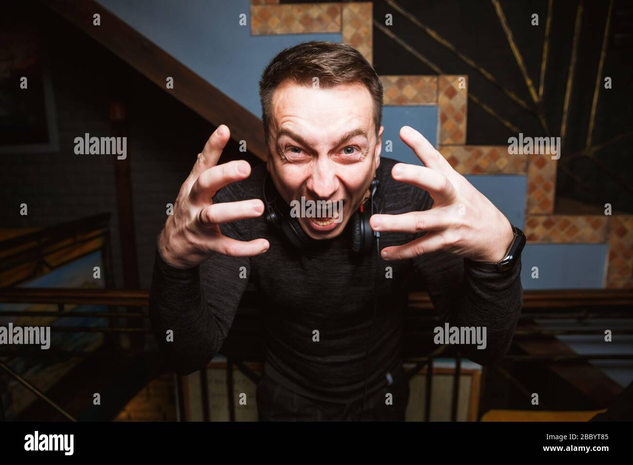 The face of a man with emotions. Young emotional man. Human emotions ...