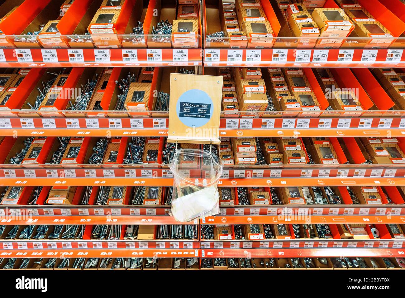 Shelf with screws piece sale, hardware store, Bavaria, Germany Stock ...