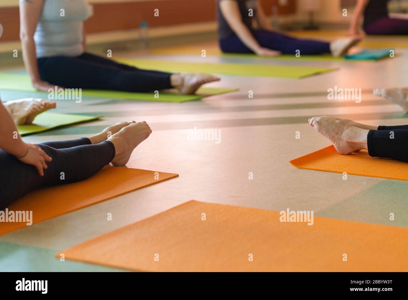 Hatha yoga class in progress Stock Photo - Alamy