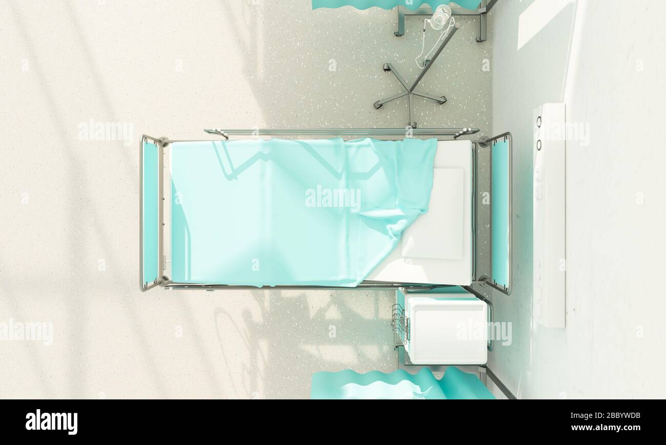 Hospital room top view 3d rendering Stock Photo - Alamy