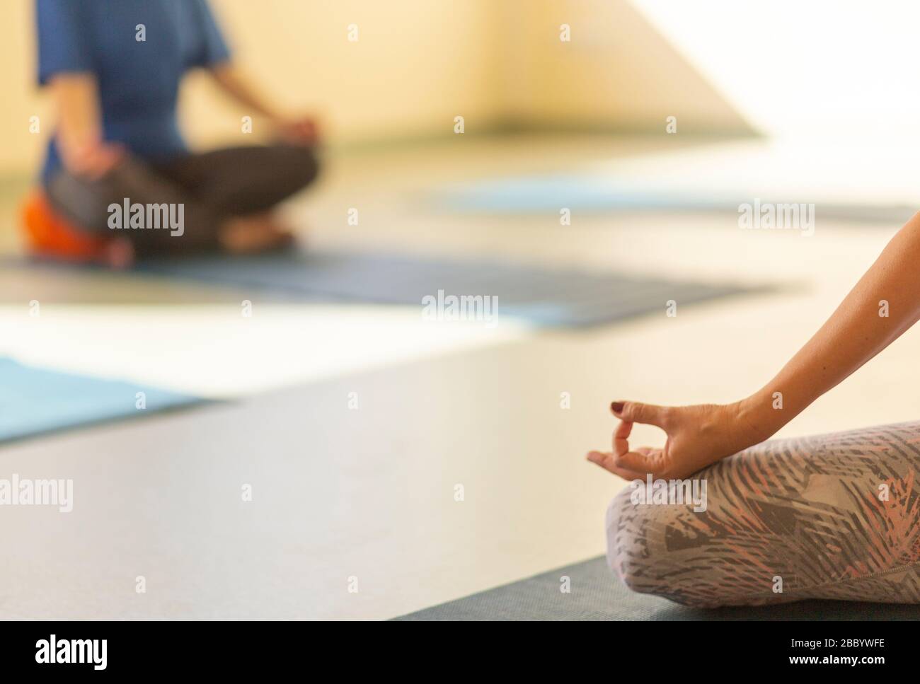 Hatha yoga class in progress Stock Photo - Alamy