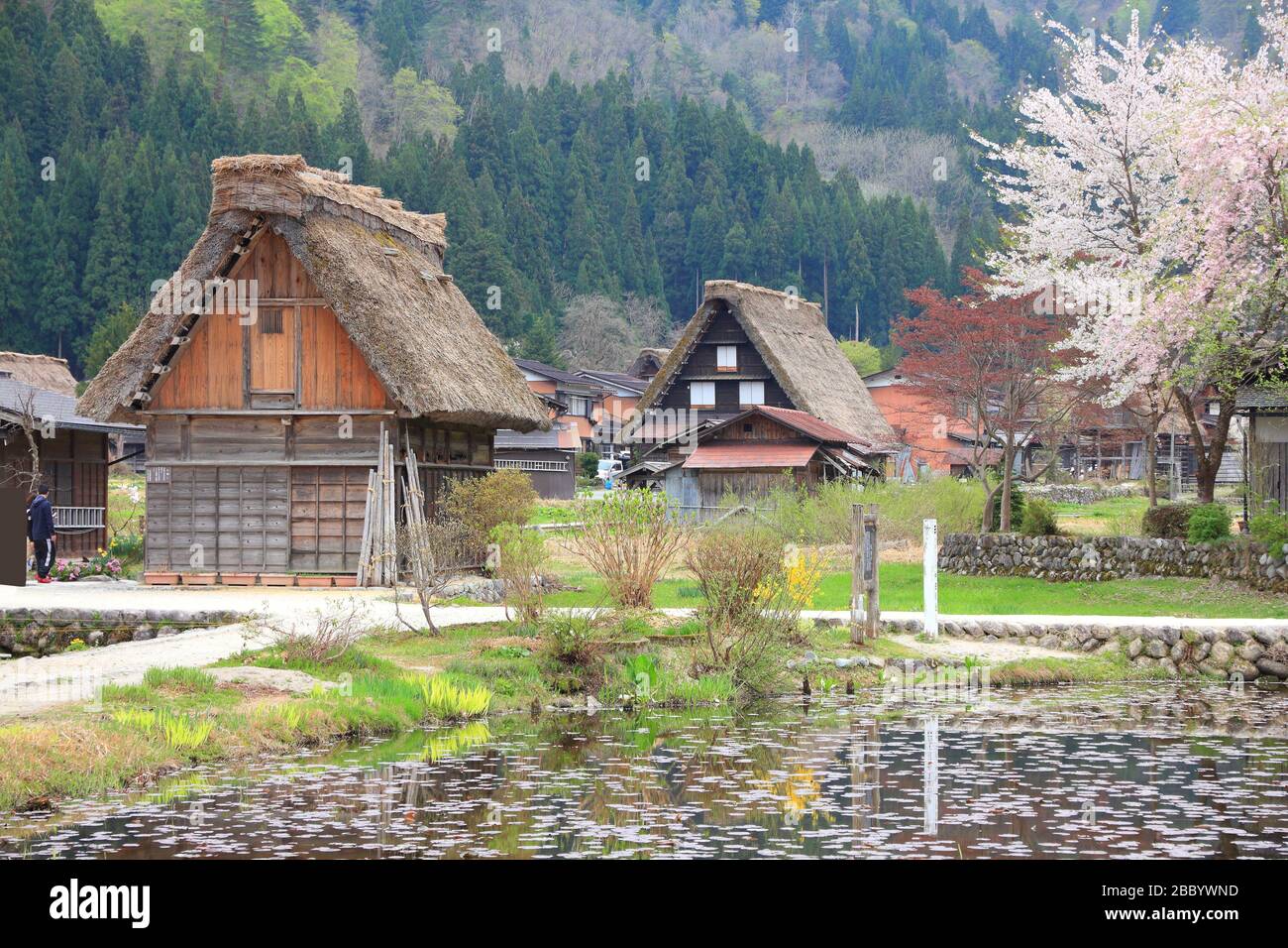 Japan landmark village. Shirakawa-go traditional village in Japan ...