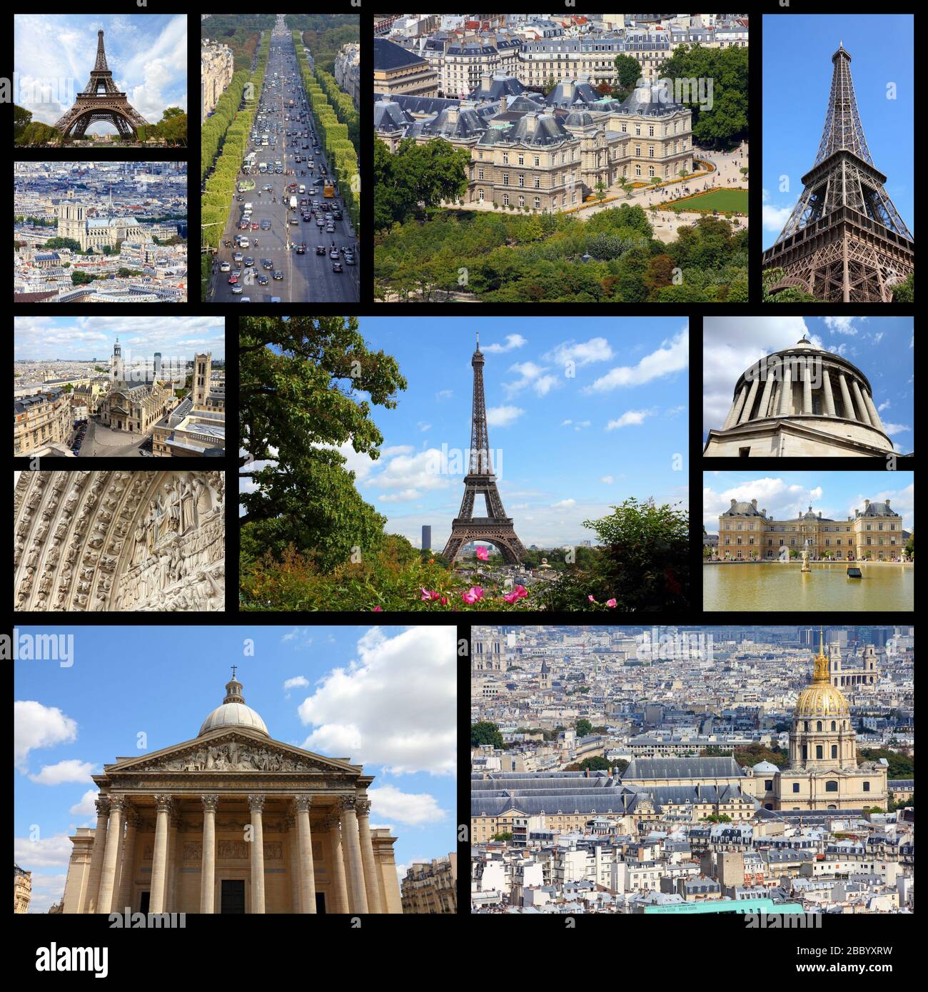 Paris, France - travel photo collage with Pantheon, Luxembourg Palace ...