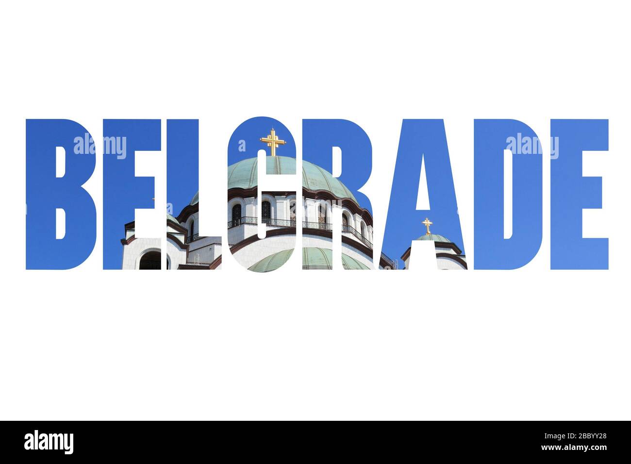 Belgrade, Serbia - city name sign with photo in background. Isolated on ...