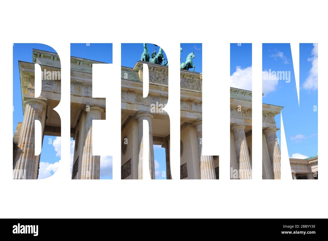Berlin, Germany - city name word with photo in background. Isolated on ...