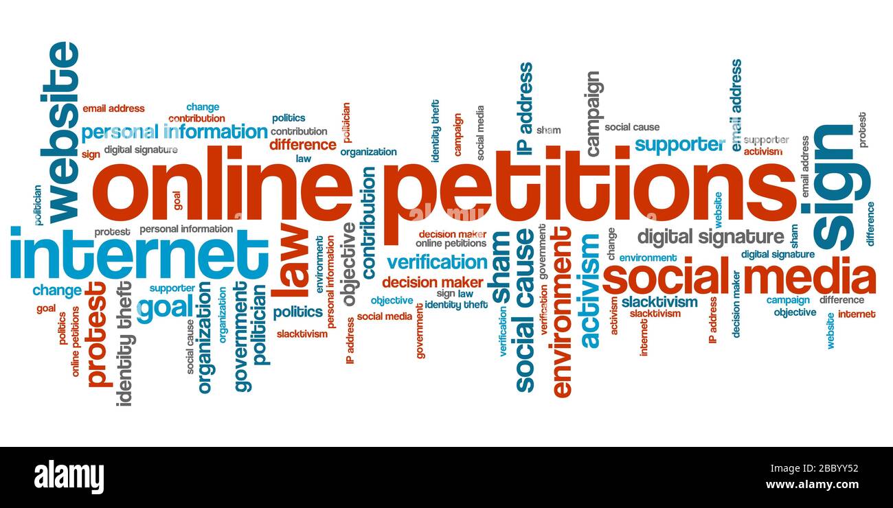 Online petitions issues and concepts word cloud illustration. Word ...