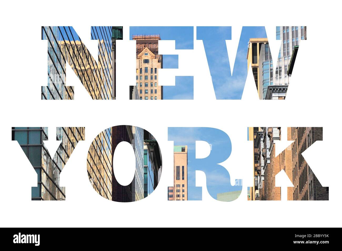 New York text sign - city name with background travel postcard photo ...