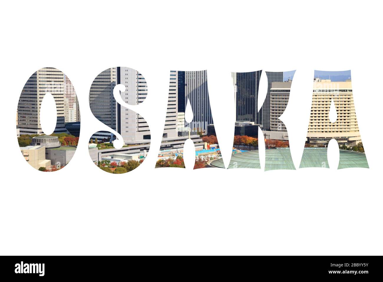 Osaka, Japan - city name text sign with photo in background Stock Photo ...