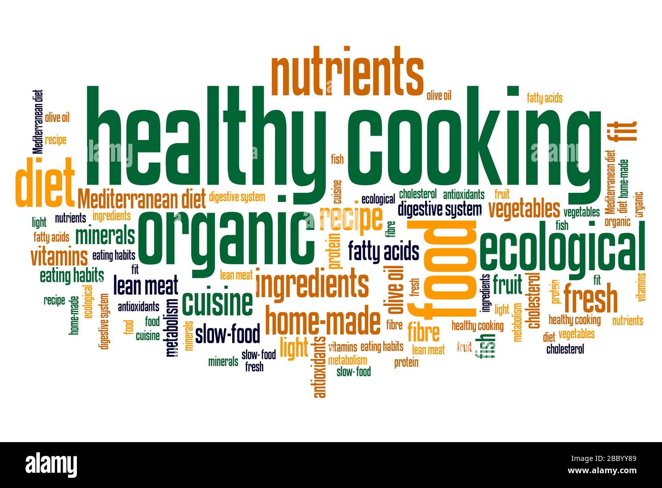 Healthy cooking and slow food diet concepts word cloud illustration ...