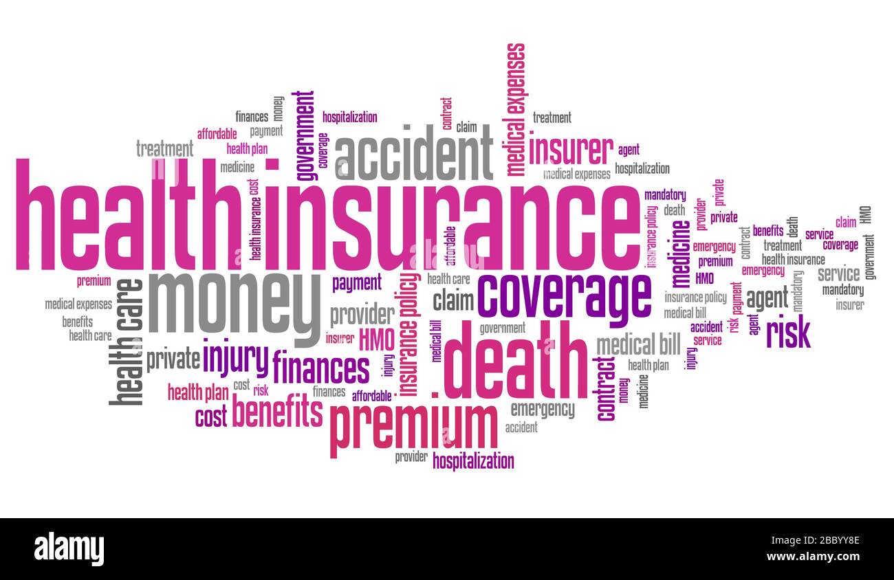 Health insurance conceptual word cloud illustration. Word collage ...