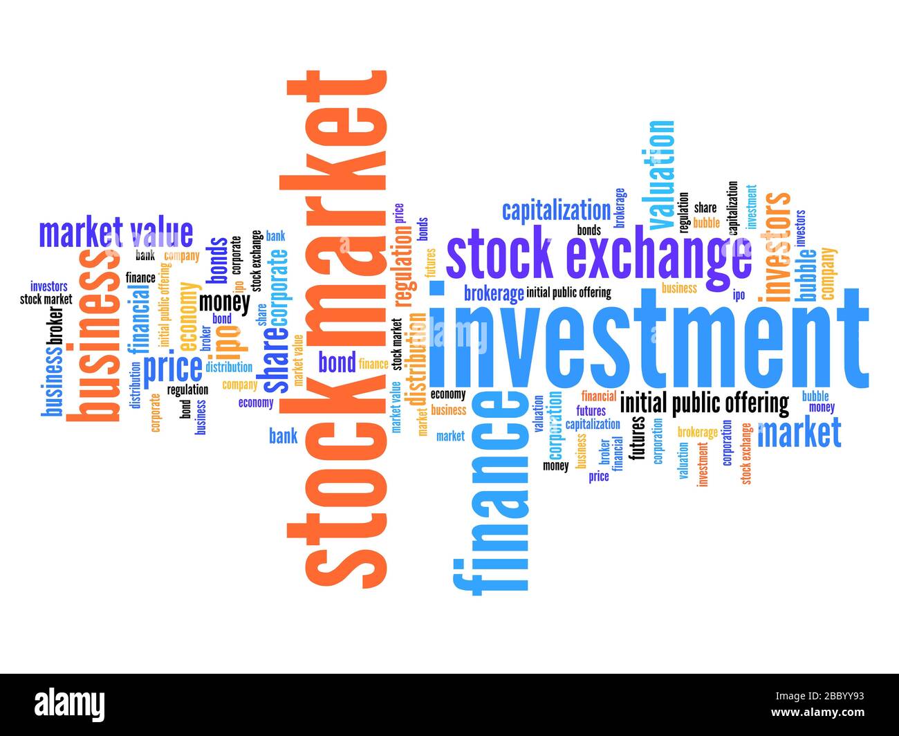 Stock market investment keywords cloud illustration. Word collage ...