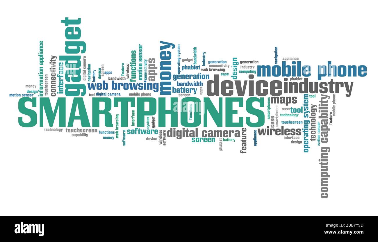 Smartphones - phone technology concepts word cloud illustration. Word ...