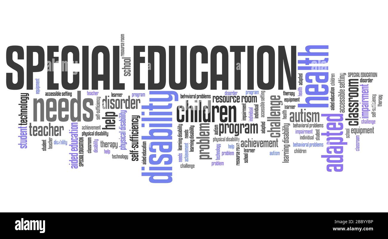Special education needs - disability help word cloud Stock Photo - Alamy