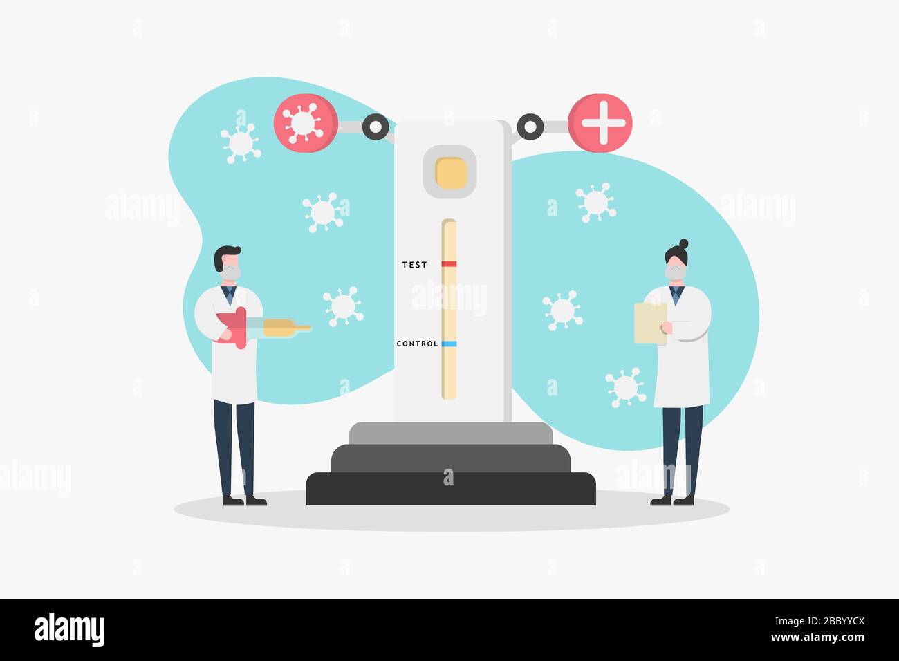 Concept medical science flat design vector with two lab technician ...