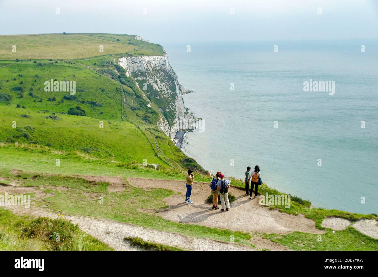 White Cliffs of Dover with walkers and views Stock Photo - Alamy