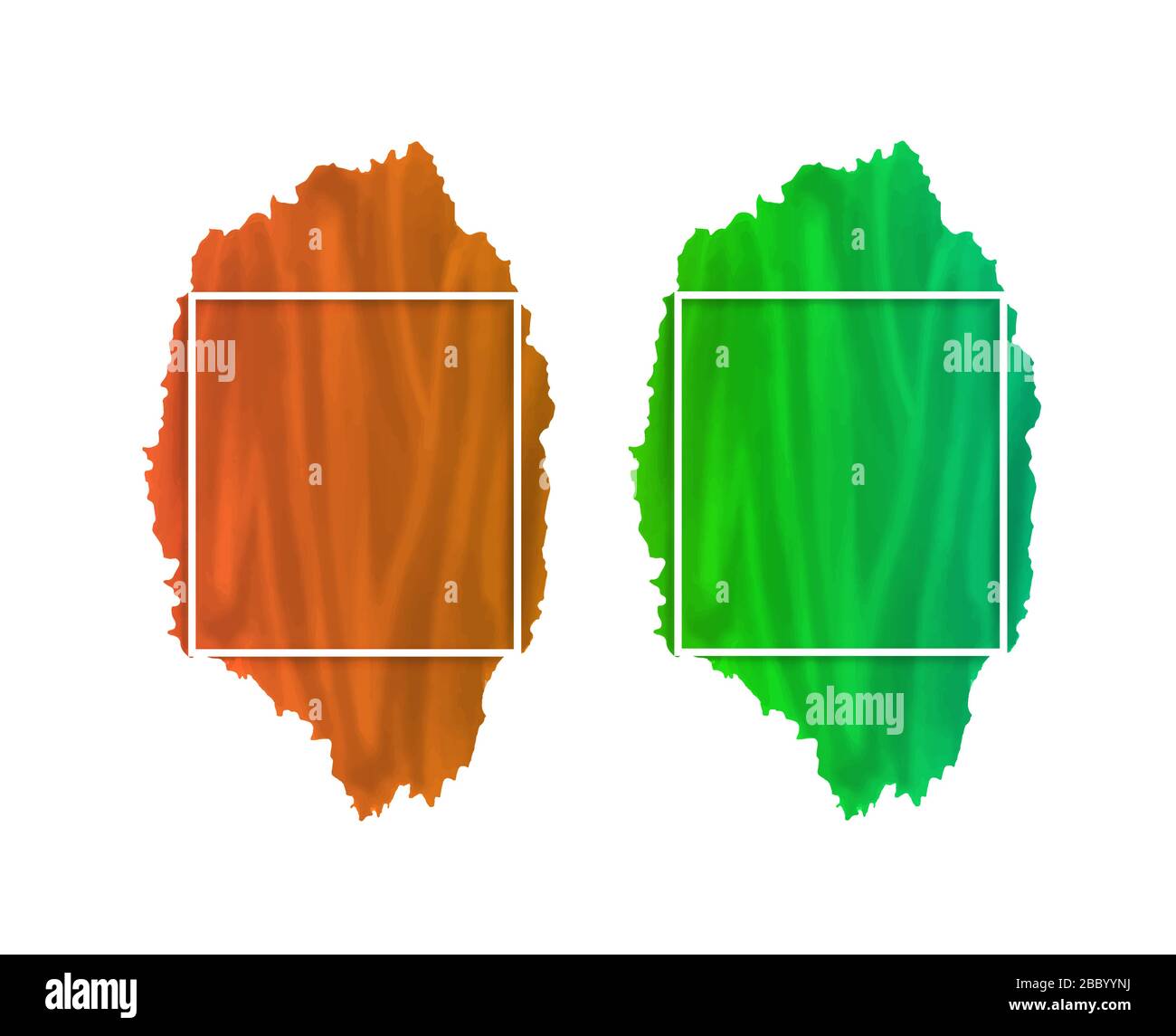 Colorful brush strokes with rectangle frame isolated on white ...