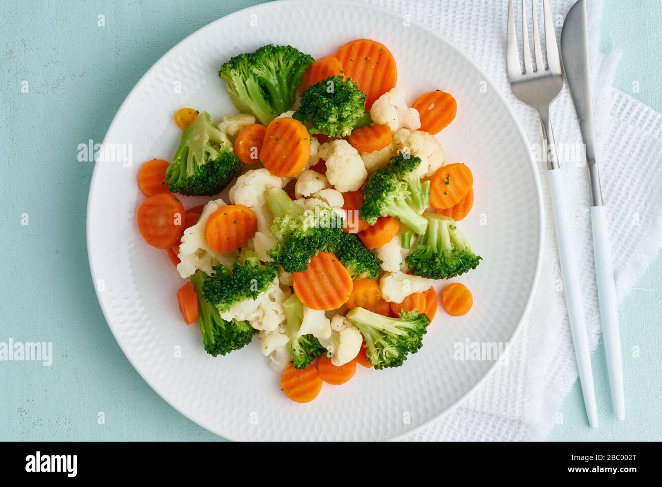 Mix of boiled vegetables. Broccoli, carrots, cauliflower. Steamed ...