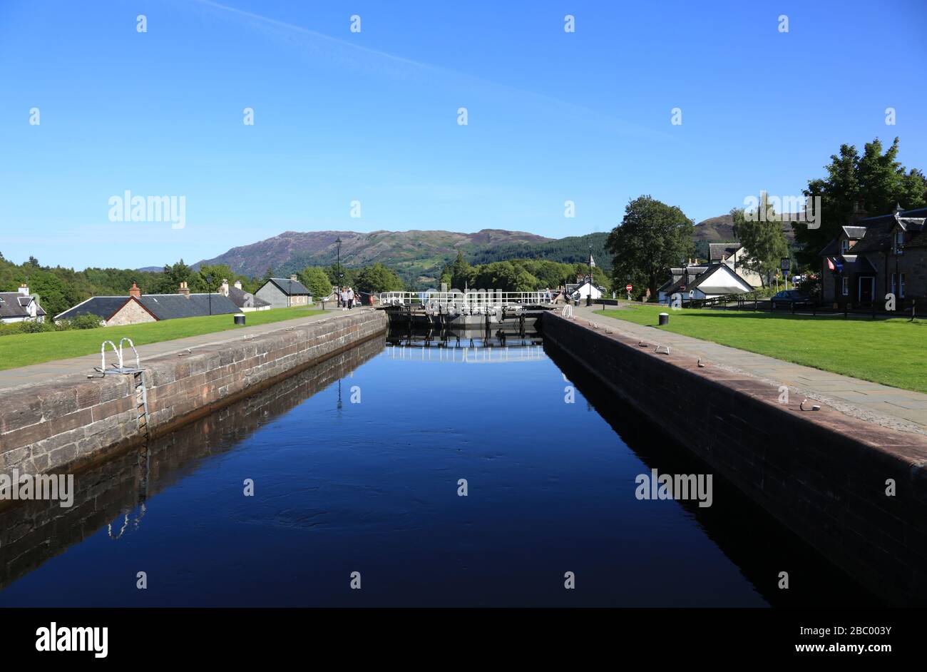 Lock on the Caledonian canal at Fort Augustus, Scotland, UK Stock Photo ...
