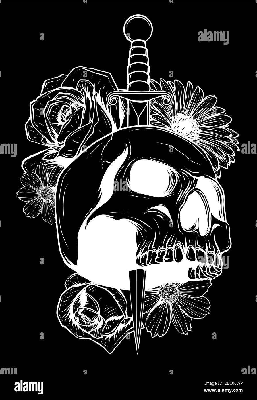 Day dead colorful skull Black and White Stock Photos & Images - Alamy