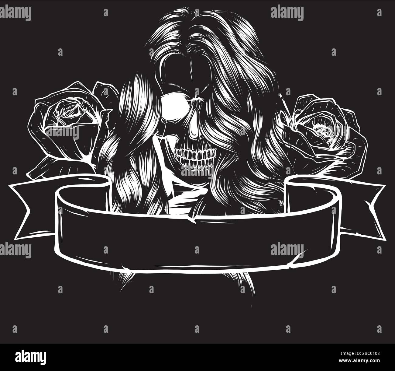 beautiful woman head with roses decoration vector illustration design ...