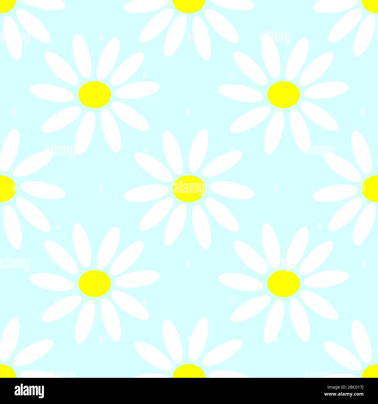 Pattern chamomile on blue color background, Botanical Floral Decoration ...