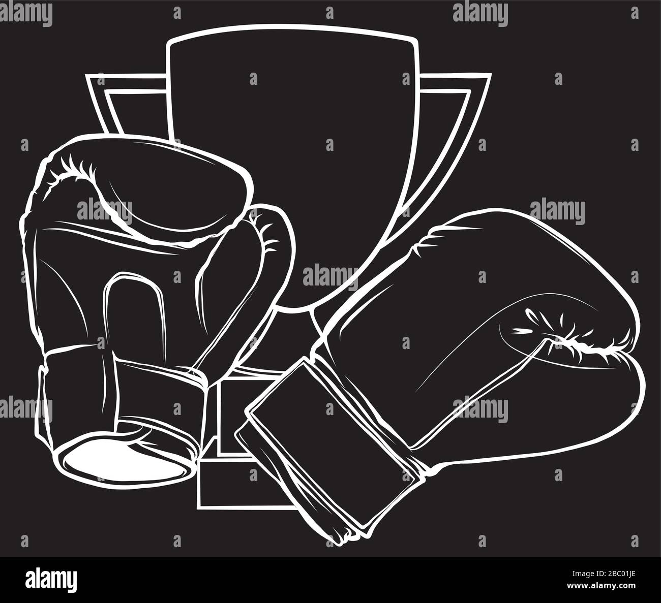 Hanging boxing gloves in black background vector illustration Stock ...