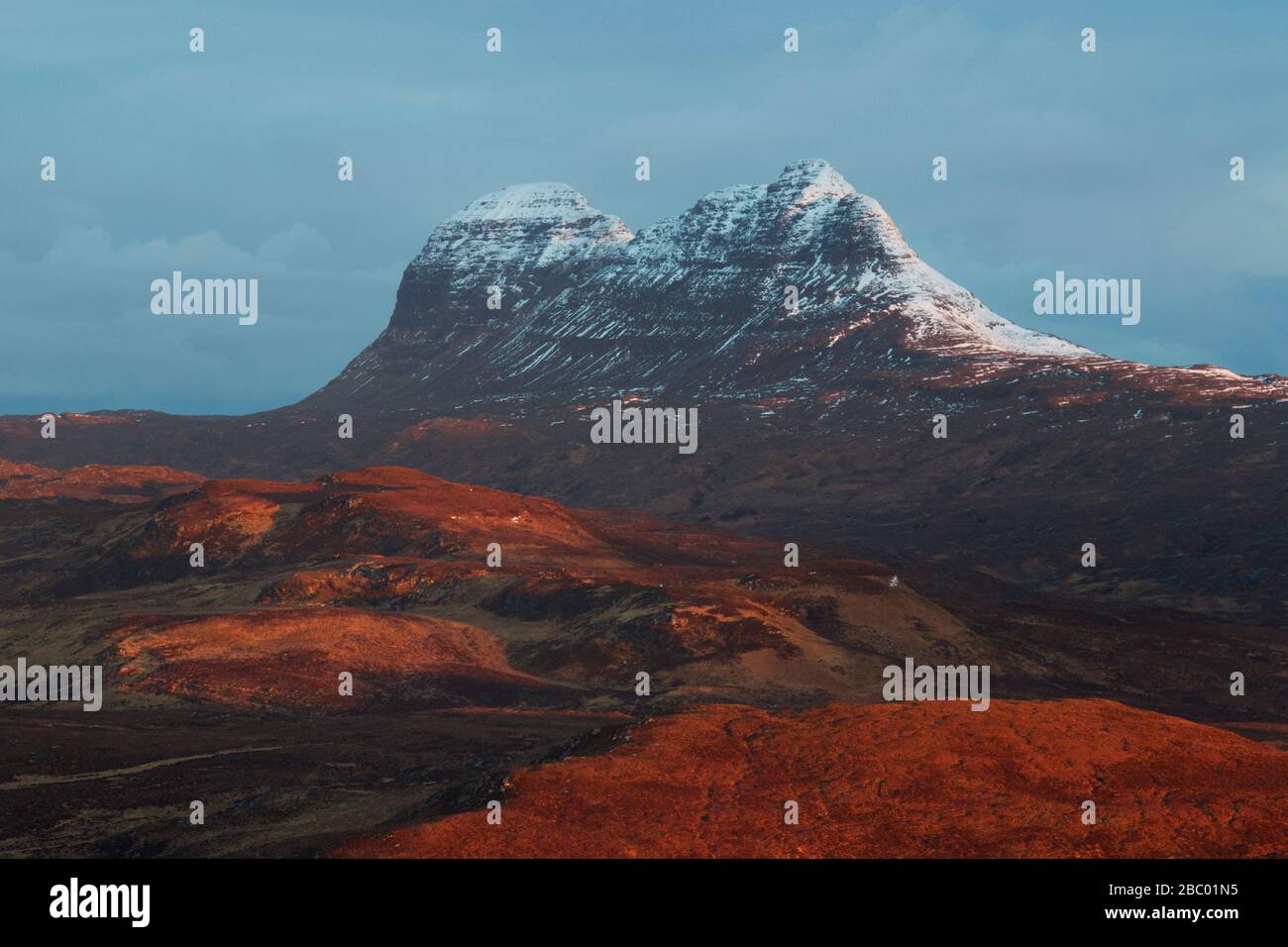 Snow capped Suilven mountain, Assynt Stock Photo - Alamy