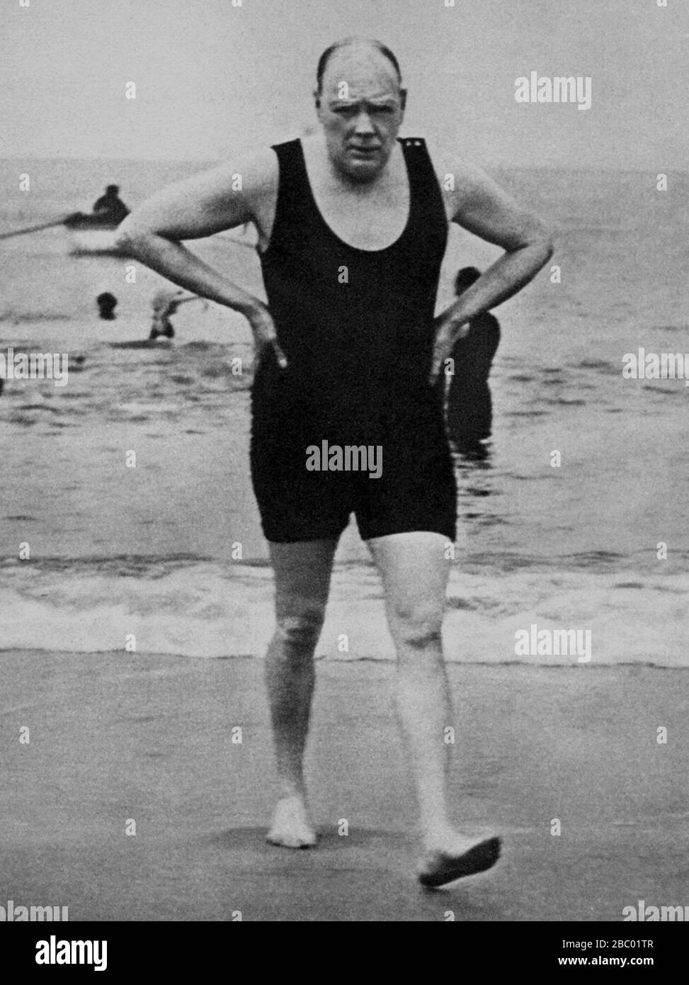 Winston Churchill bathing at Deauville, France. August 1922 Stock Photo ...