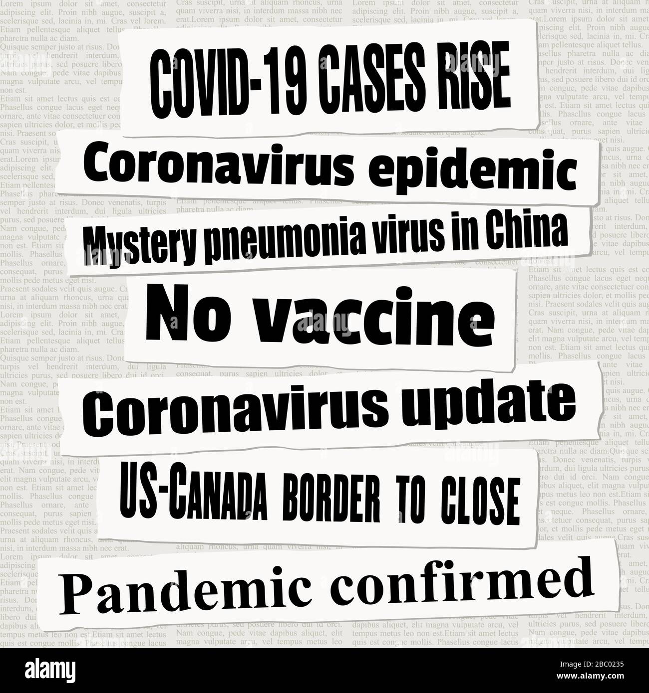 Coronavirus pandemic crisis newspaper titles. COVID-19 global pandemic ...