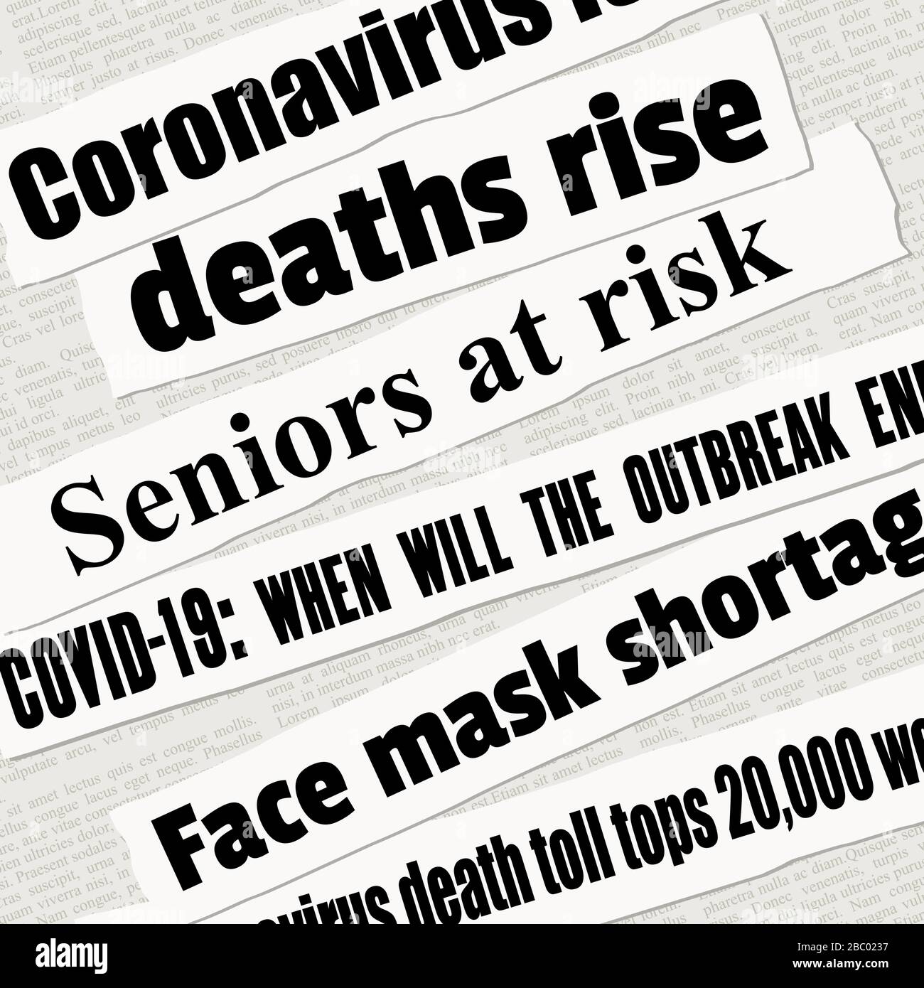 Coronavirus pandemic crisis newspaper titles. COVID-19 global pandemic ...