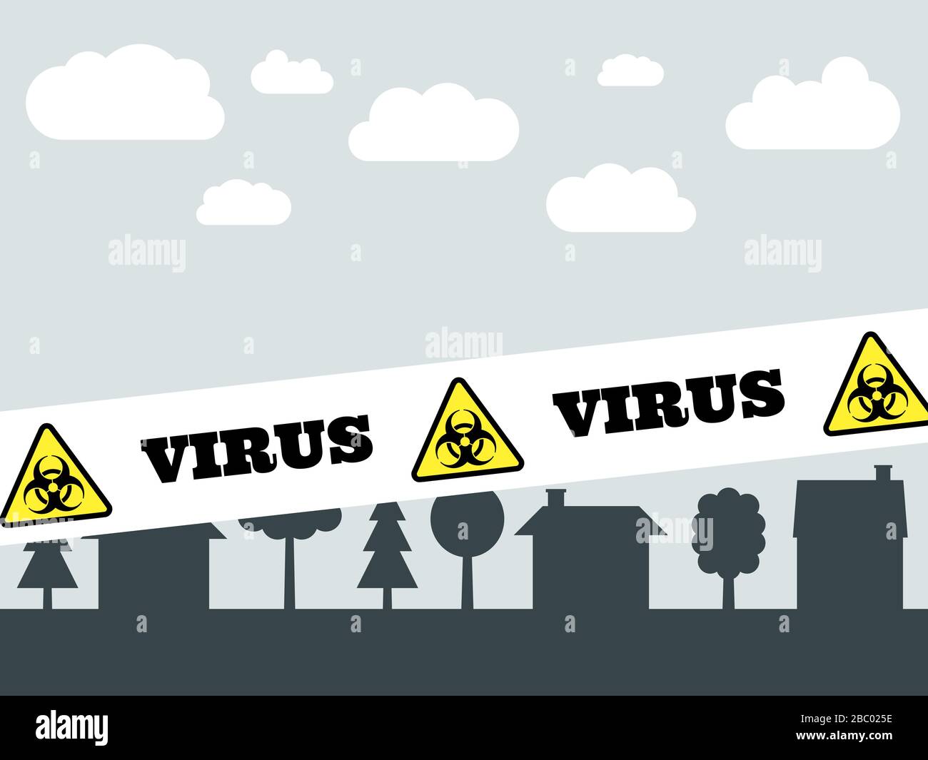 Virus small town quarantine. City lockdown due to coronavirus pandemic ...