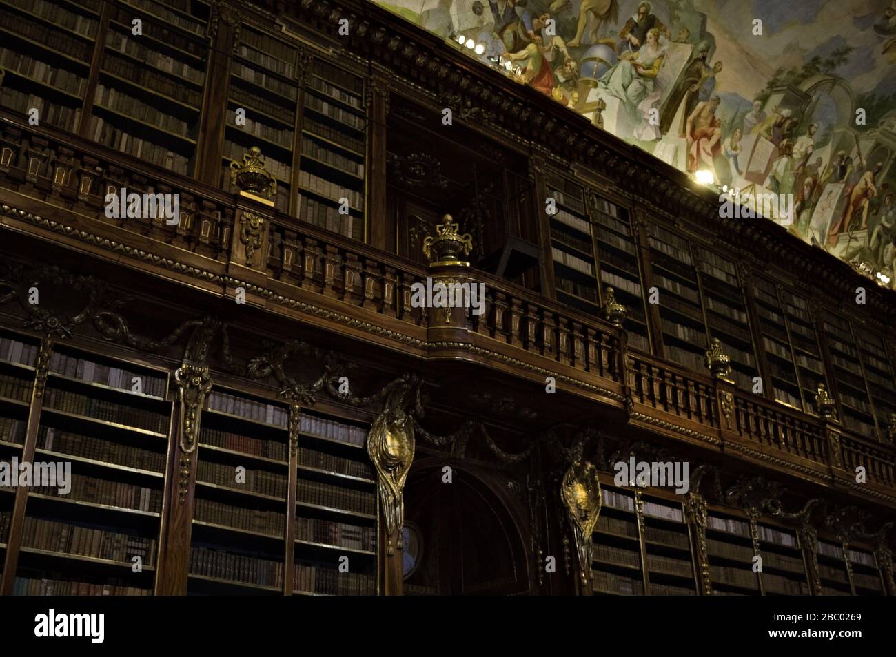 Prague, Czech Republic - 30 December 2019: old library with a lot of ...