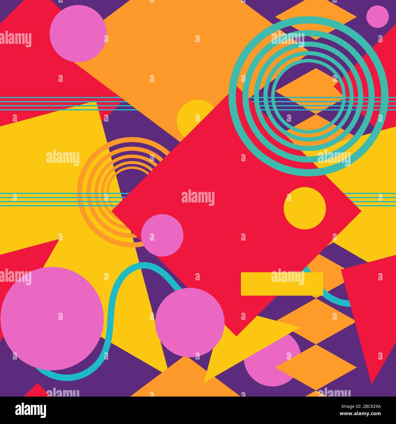 Colorful seamless 2000s style background. Urban geometric textile print ...