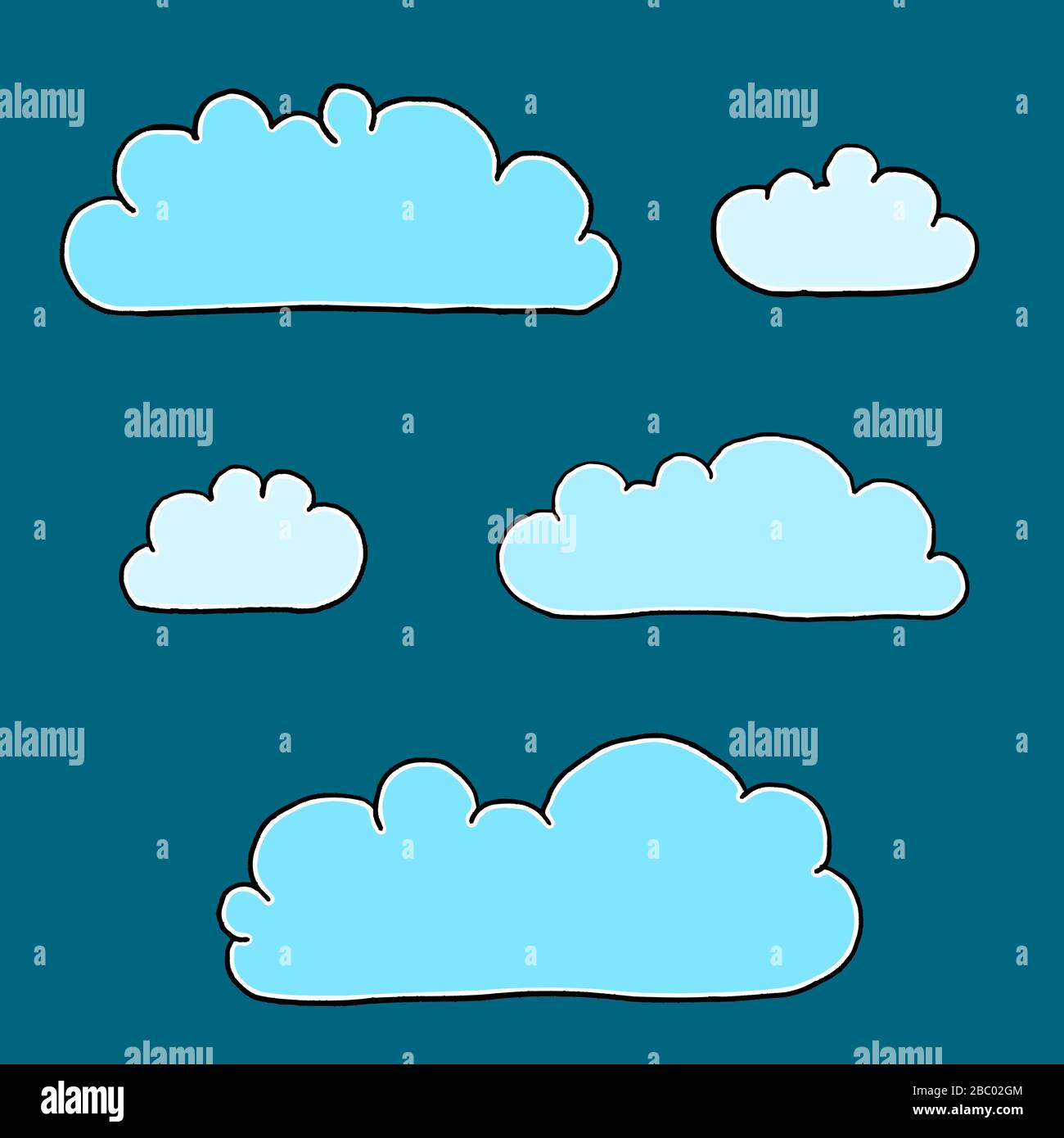 Hand-drawn clouds vector set. Simple cartoon style clouds Stock Vector ...