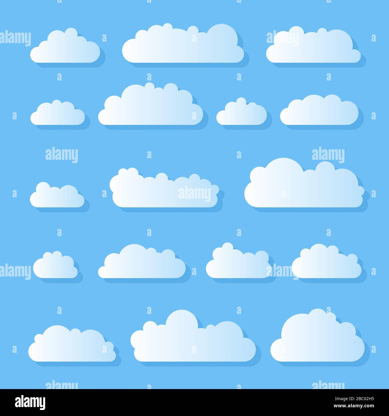 Paper clouds set. Simple cartoon vector illustration collection Stock ...
