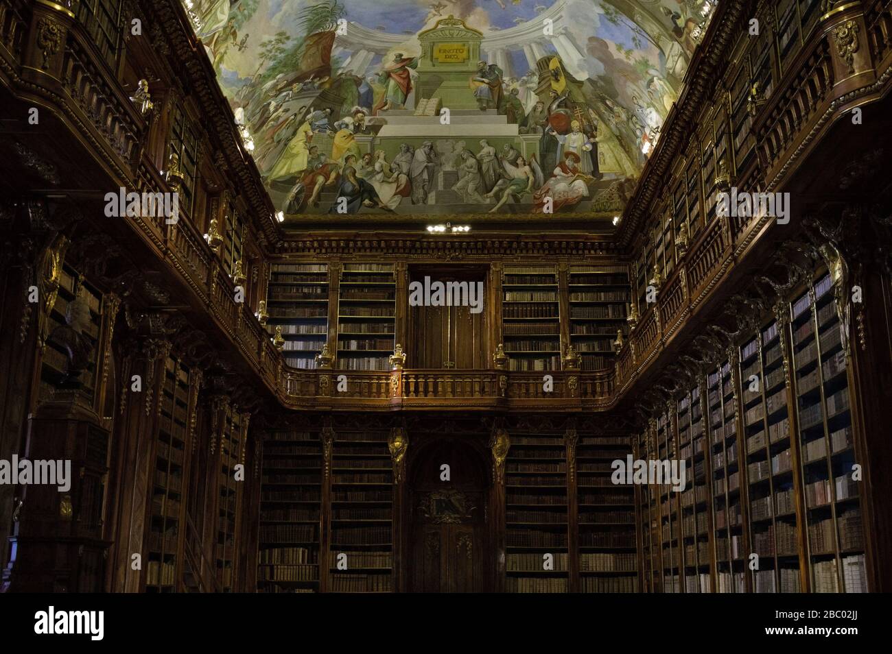 Prague, Czech Republic - 30 December 2019: old library with a lot of ...
