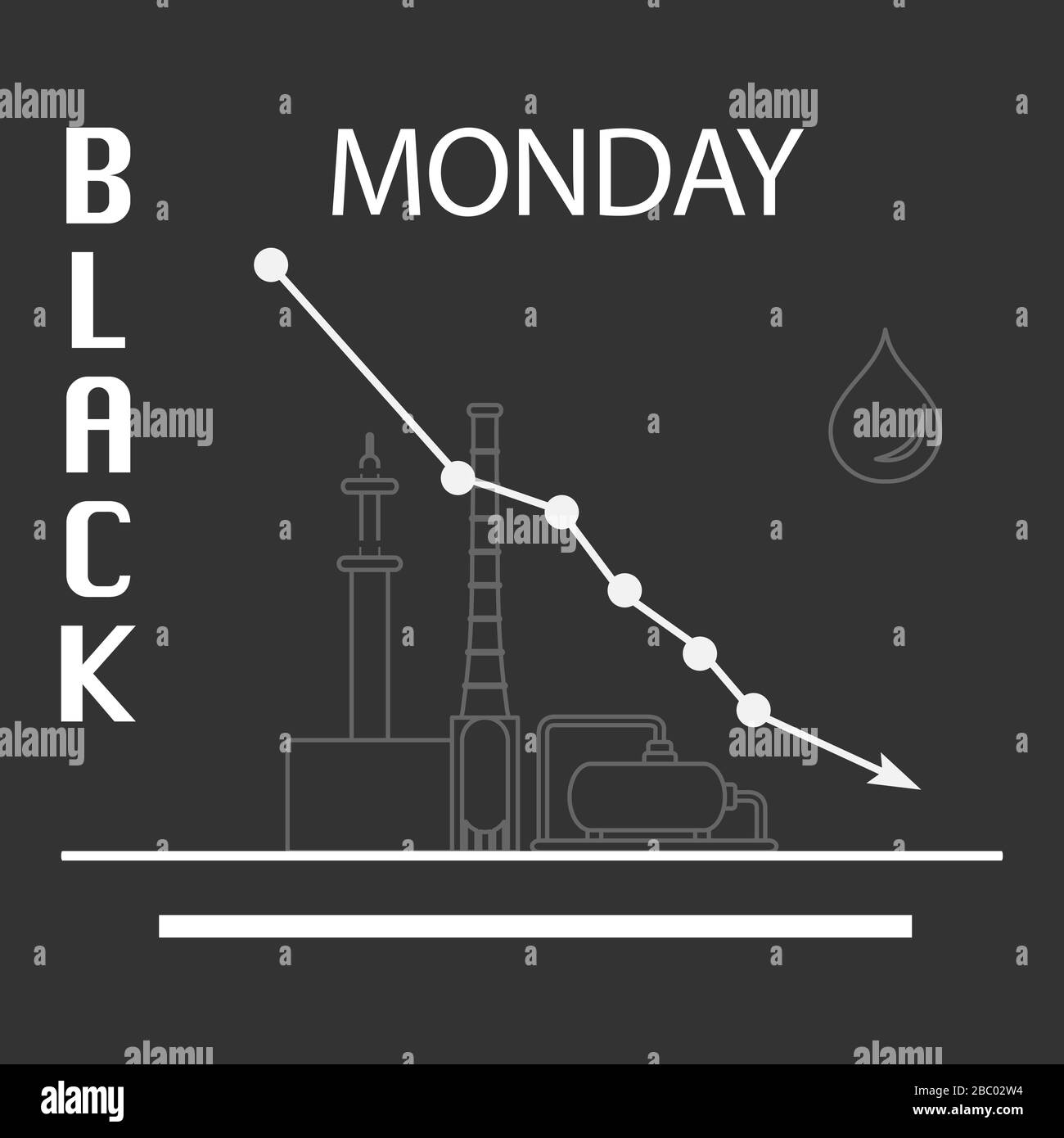 Vector illustration Oil industry. Falling prices. Economic crisis ...
