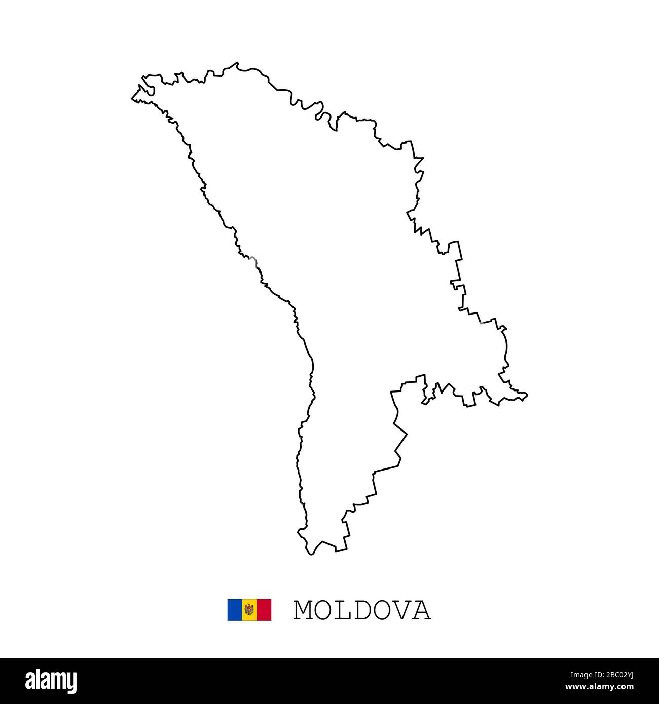 Moldova, Moldavia map line, linear thin vector. Moldova, Moldavia ...