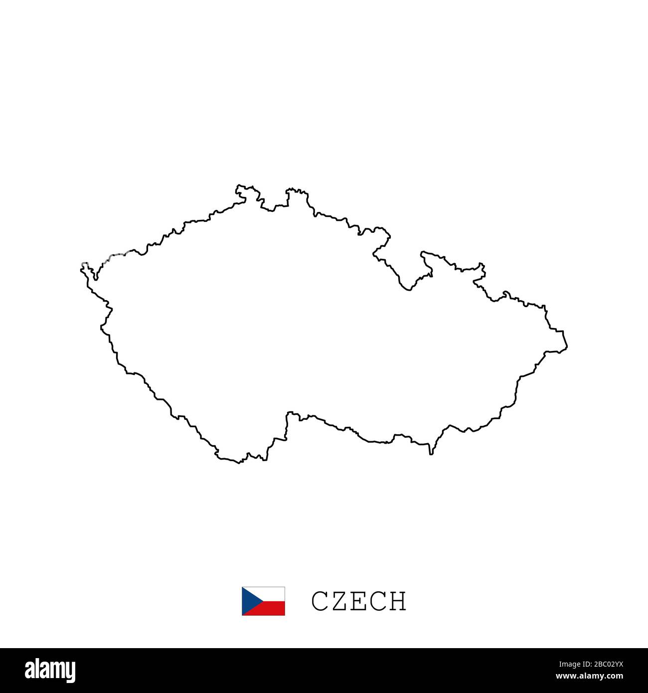 Czech map line, linear thin vector. Czech simple map and flag Stock ...
