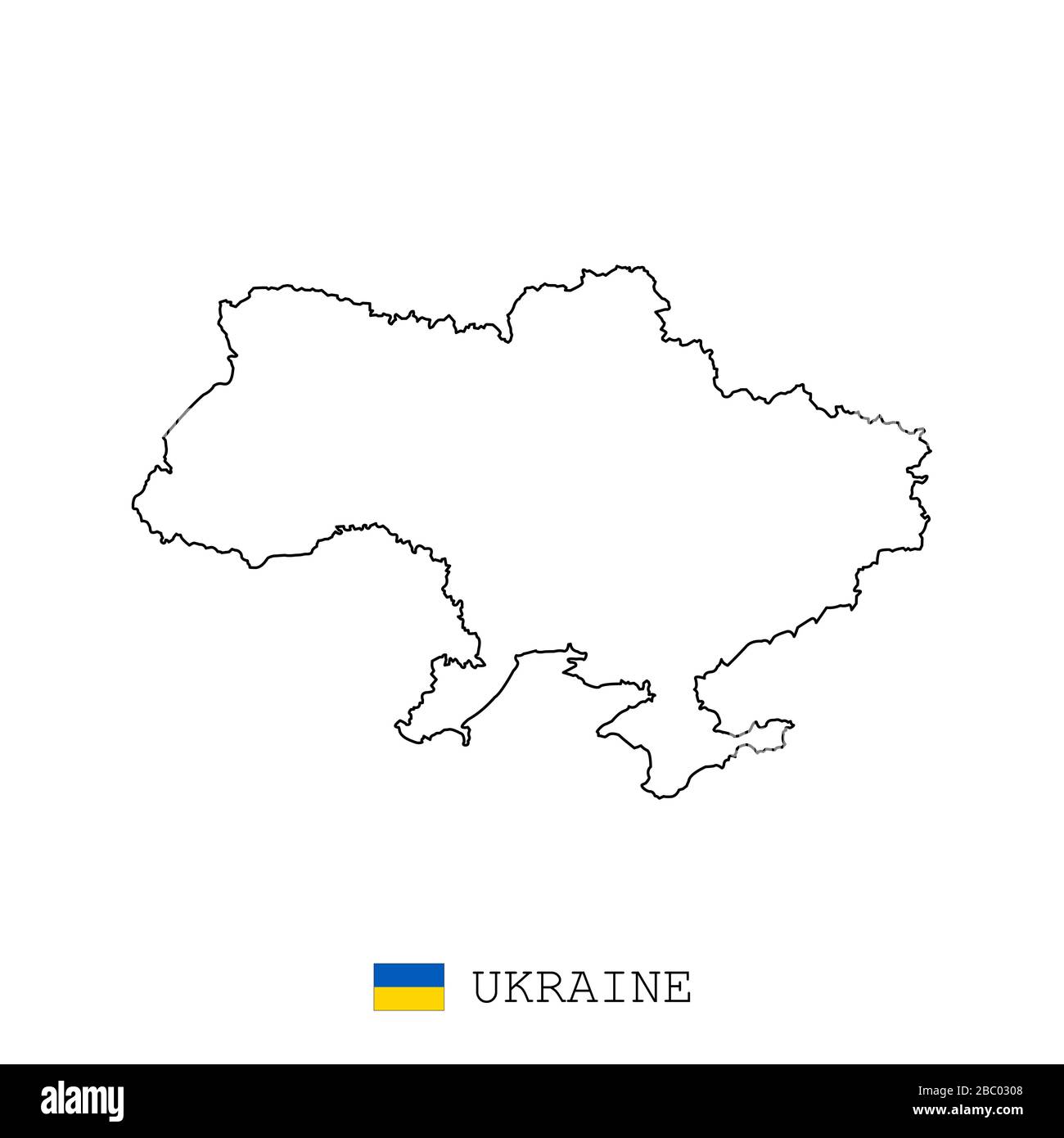 Ukraine map line, linear thin vector. Ukraine simple map and flag Stock ...
