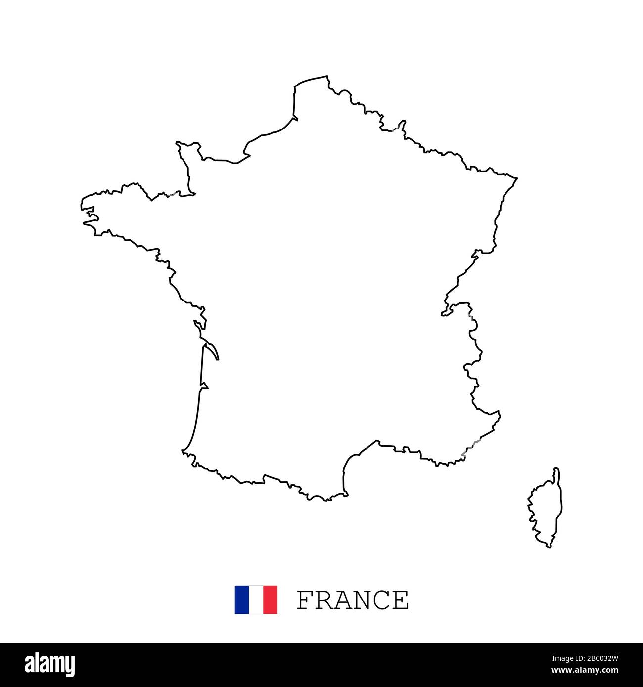 France map line, linear thin vector. France simple map and flag Stock ...