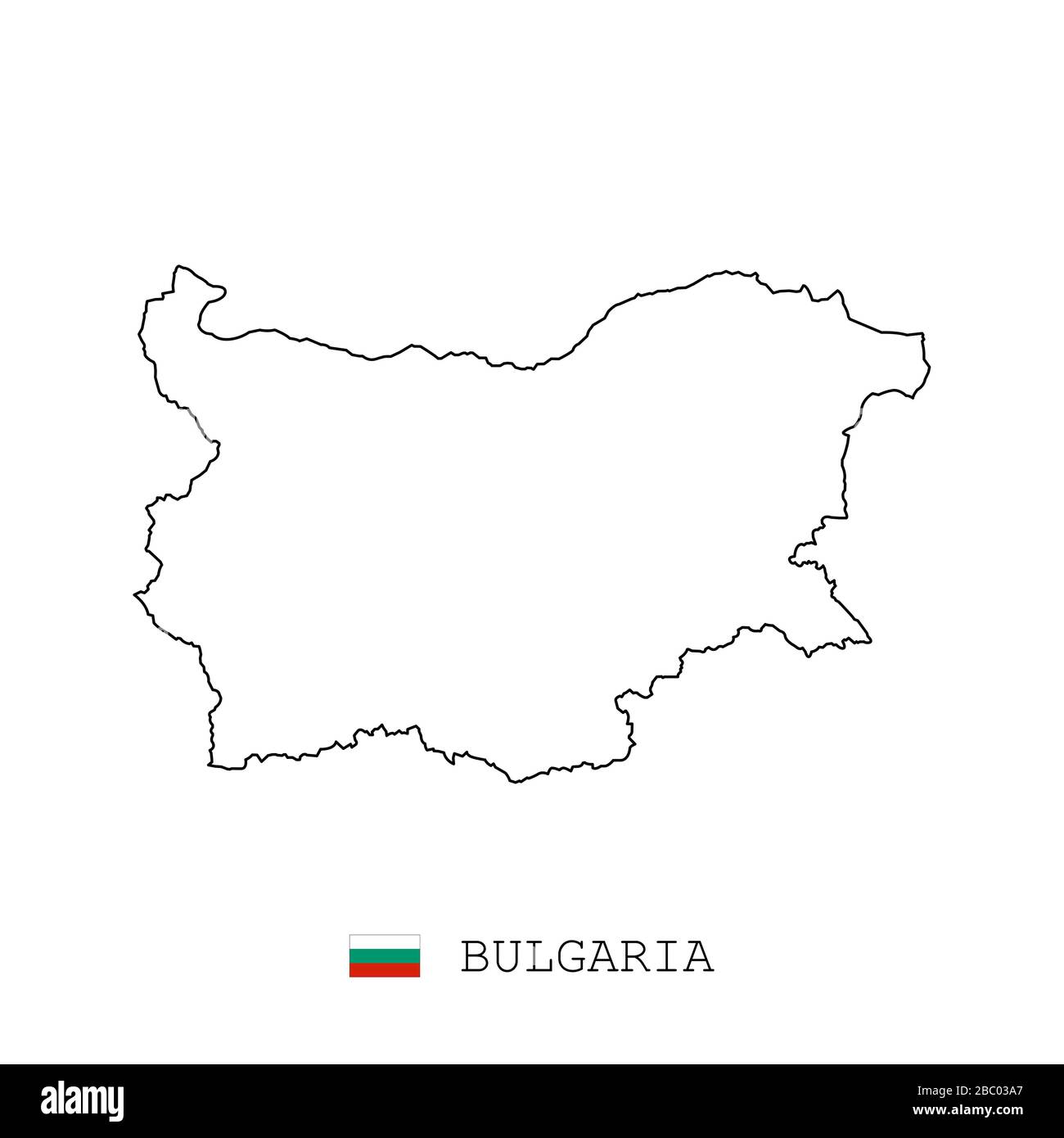 Bulgaria map line, linear thin vector. Bulgaria simple map and flag ...