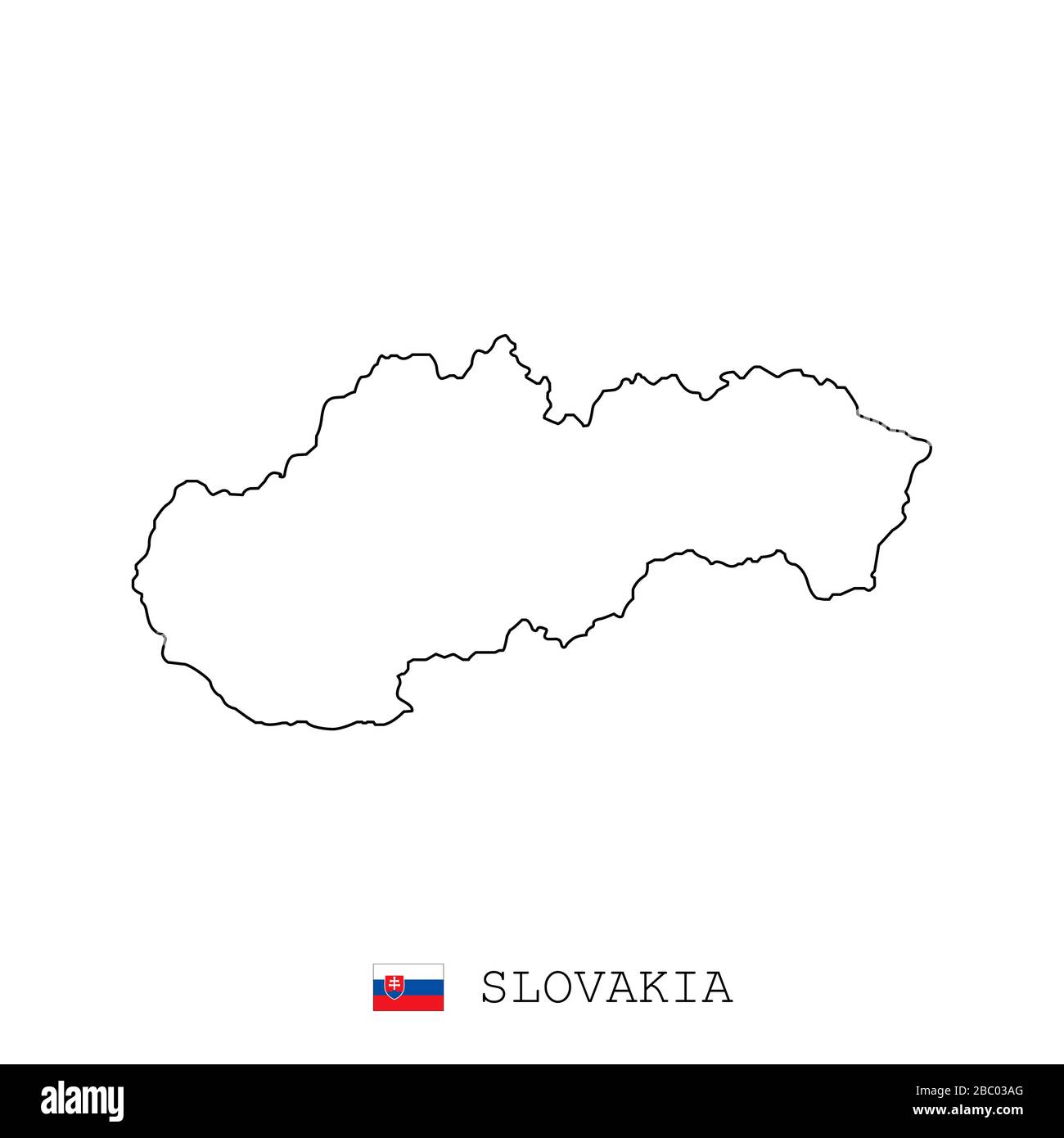 Slovakia map line, linear thin vector. Slovakia simple map and flag Stock Vector Image & Art - Alamy