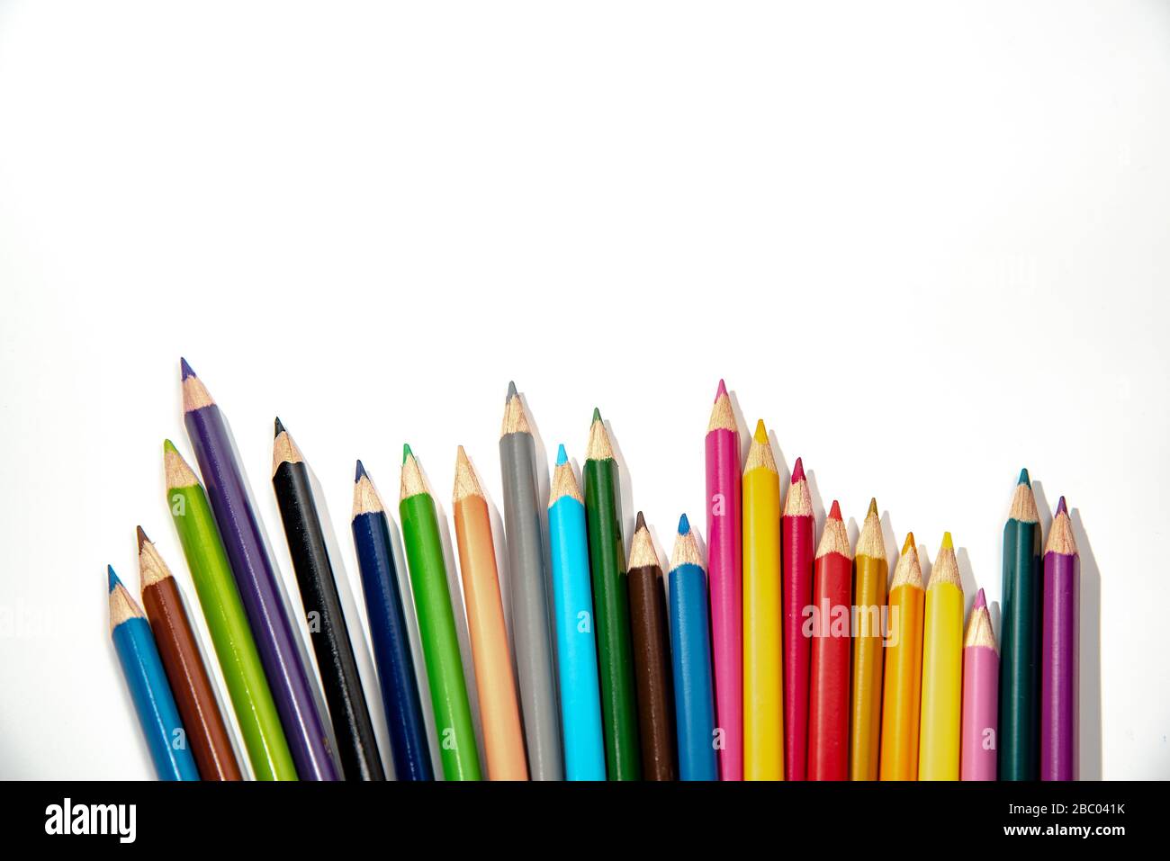 colorful pencils on White background Stock Photo - Alamy