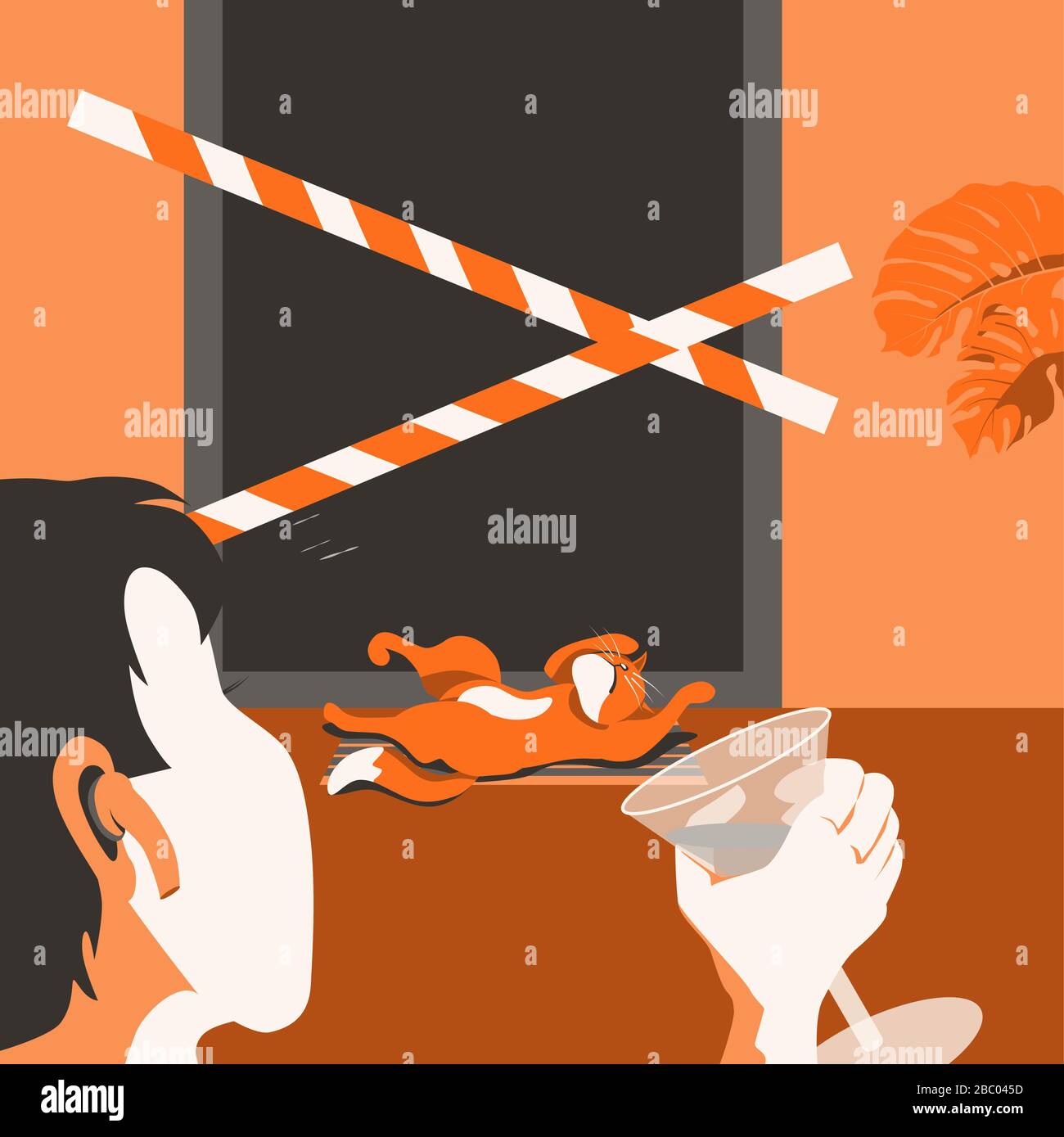 Guy in background glass Stock Vector Images - Alamy